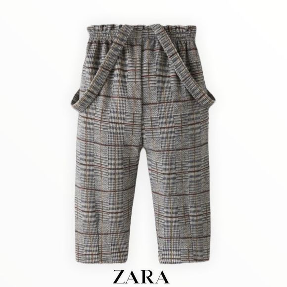 Zara | Bottoms | Zara Kids Brown Plaid Suspender Pants | Poshmark